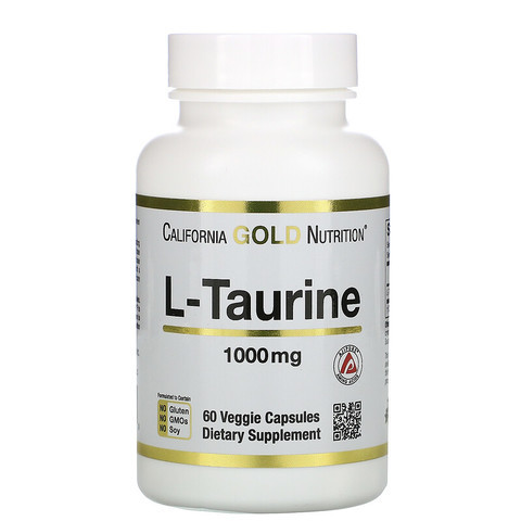 L-таурин, California Gold Nutrition, 1000 мг, 60 растительных капсул ...